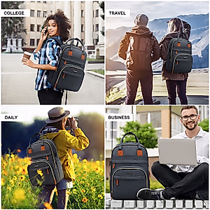 LOVEVOOK Laptop Backpack for Women, Unisex Travel Anti-theft Bag, Business Work Computer Backpacks Purse for Men, Casual Hiking College Daypack with Lock, 15.6 Inch, Dark Grey