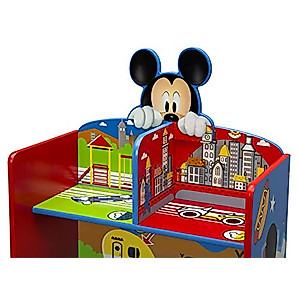 Delta Children Wooden Playhouse 4-Shelf Bookcase for Kids, Mickey Mouse