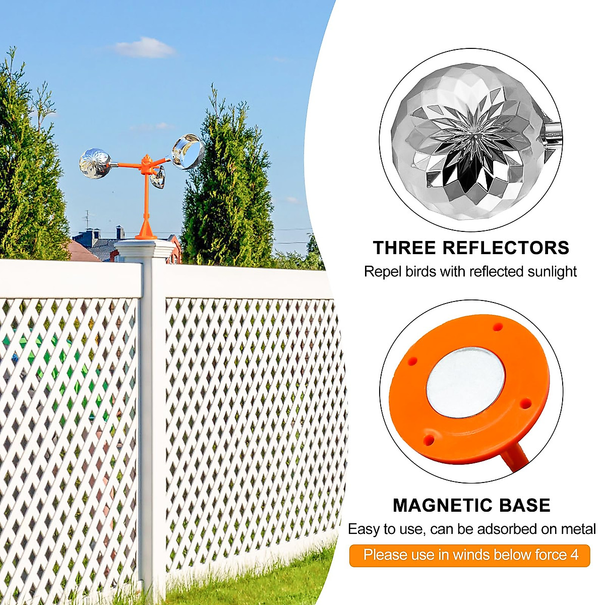 Bird Reflective Spinning Deterrent Devices for Outside Keep Birds Away Pigeon Woodpeckers Deterrent for Garden Roofs