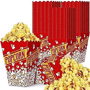 Panelee 100 Pcs Popcorn Boxes 23 oz Movie Night Mini Paper Popcorn Buckets Cardboard Popcorn Bags Snack Popcorn Container Popcorn Holders for Party Decorations Movie Theater Carnival (Classic Style)