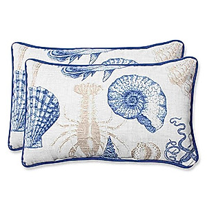 Pillow Perfect Outdoor Sea Life Marine Rectangular Throw Pillow, Set of 2,Blue,11.5" x 18.5"