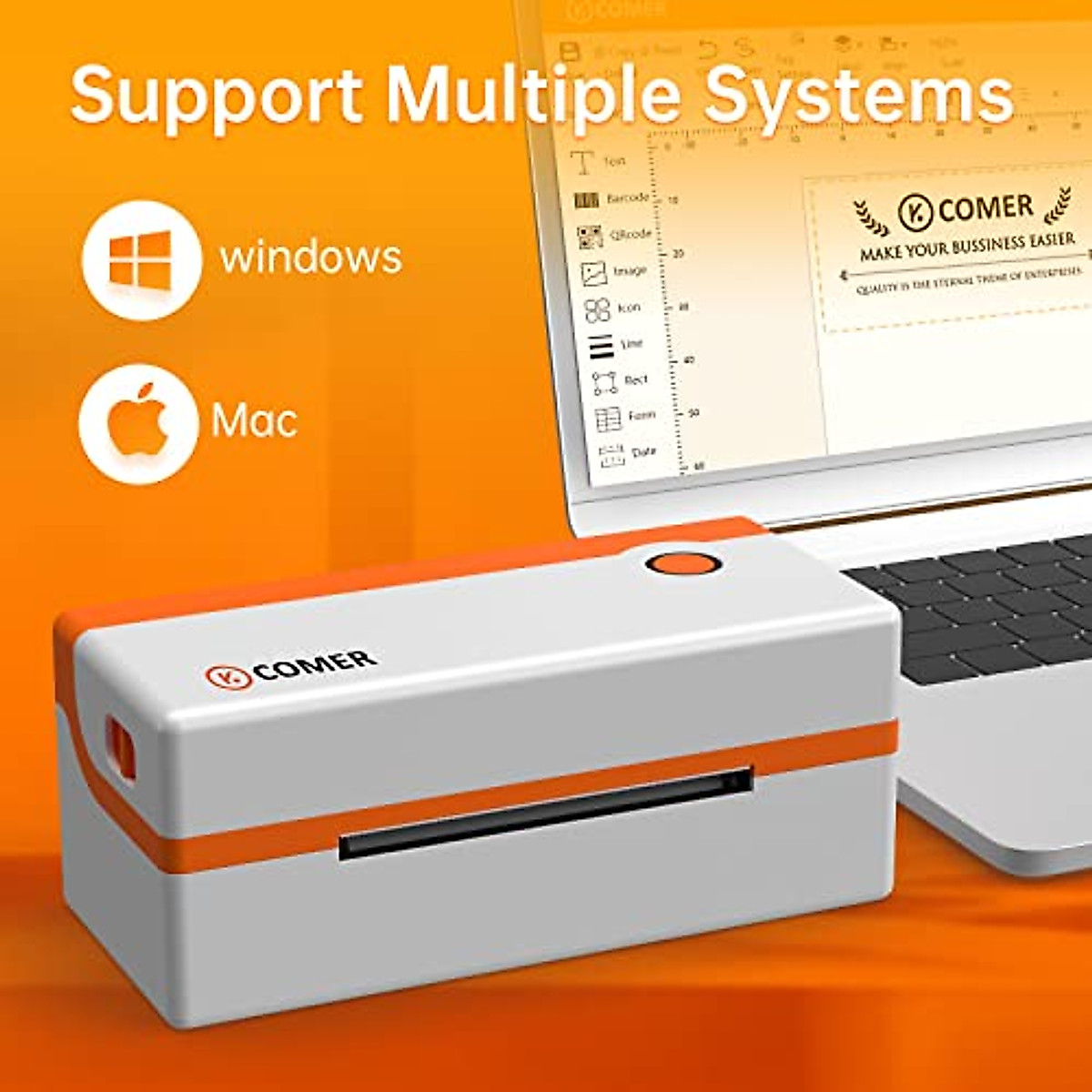 K COMER Thermal Label Printer 4x6 Shipping Label Printer for Small Business & Shipping Package 203dpi 150mm/s for Amazon, Ebay, Shopify, Etsy, UPS, USPS, FedEx, DHL