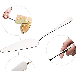 Cake Server Set Wedding Pie Cutting Set 6 Pcs Pizza Server Stainless Steel Pie Cutter with Smooth Edge and Exquisite Pattern for Pastry Dessert Pizza, Silver