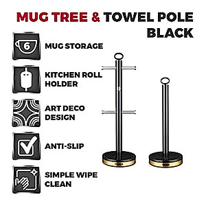 TOWER Mug Tree and Towel Pole, us:one Size, Black