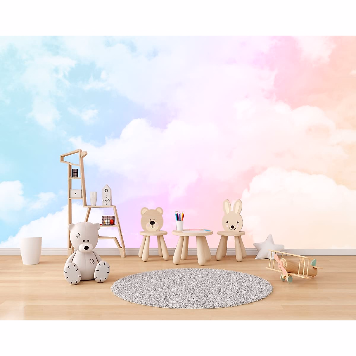 Reyhui Colorful Cloud Murals Fog Clouds Wallpaper Wall Mural for Bedroom Living Room