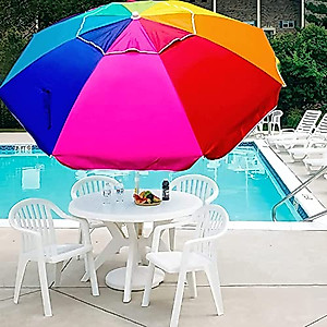 AMMSUN 6.5 Foot Heavy Duty Beach Umbrella for Sand with tilt Air Vent Sun Shelter, UV 50+ Protection Outdoor Sunshade Umbrella with Carry Bag for Patio Garden Beach Pool Backyard Rainbow