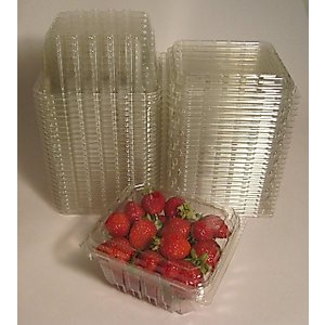 Plastic Clamshell Containers for Berries, Cherry Tomatoes, and Other Small Produce - 1-Pint Size (Pack of 25)