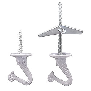 HARSKIYER 2Sets White Ceiling Metal Hooks, 1-1/2" / 38mm Ceiling Mounted Retro Hooks Heavy Duty Swag Jumbo Swag Hook for Hanging Plants Fruit Basket Chandeliers Ornament Wind Chimes