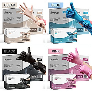 Black Vinyl Disposable Gloves Medium 100 Pack - Latex Free, Powder Free Medical Exam Gloves - Surgical, Home, Cleaning, and Food Gloves - 3 Mil Thickness