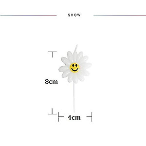 CheeseandU 5Pcs/Set Daisy Birthday Candles Cute Sunflower with Smile Face Birthday Candles for Kids Birthday Cake Decoration Sunflower Theme Party Supplies White