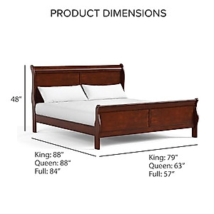 Furniture of America Arabella Traditional Wood Queen Bed Frame with Headboard and Footboard, Elegant Sleigh Design Bedframe for Bedroom, Guest Room, Easy Assembly, Box Spring Required, Cherry