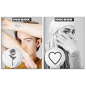 Inkbox Temporary Tattoos Bundle, Long Lasting Temporary Tattoo, Includes Maybe Just One and Make Love with ForNow ink Waterproof, Lasts 1-2 Weeks, Rose and Heart Tattoos
