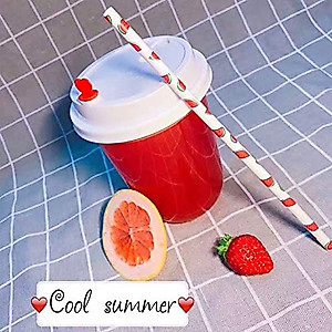 IPALMAY Lemon Patterned Drinking Paper Straws, Disposable Biodegradable, 7.75 Inches, Pack of 100 (Lemon)