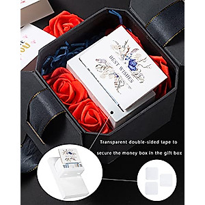 JSUPMKJ Money Pull Box for Cash Gift, Money Roll Gift Box with Flower, Ribbon Gift Box, Money Gift Box Pull for Birthday/Christmas/Valentine's Day (Black)