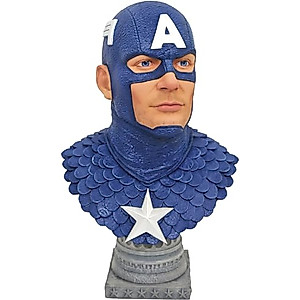 Legends in 3-Dimensions: Marvel Comics Captain America 1: 2 Scale Bust, Multicolor