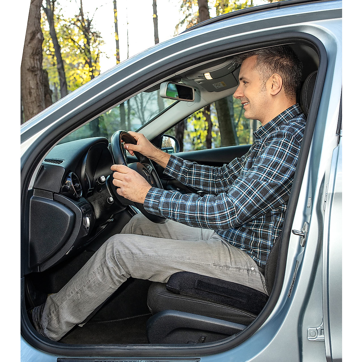 Wellnetech Seat Cushion Non-Slip Sciatica & Back Coccyx Tailbone Pain Relief Car Seat Cushion All-Day Sitting Comfort for Office Desk Gaming Chair. Enhanced Gel Memory Foam Seat Cushion