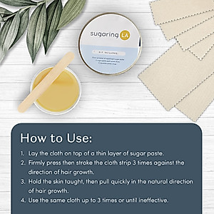 sugaringLA Muslin Cotton Sugaring Strips - Pre-cut Cloth Strips for Hair Removal - Body and Facial Hair Remover - Reusable, Multi Size (15 Pieces)