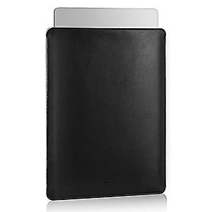 MoKo Laptop Sleeve Compatible with 13.3 MacBook Air Pro, iPad Air/Pro 13 inch, Surface Pro 9/8, PU Leather Notebook Briefcase Carrying Bag Slim Stylish Case Pouch, Black