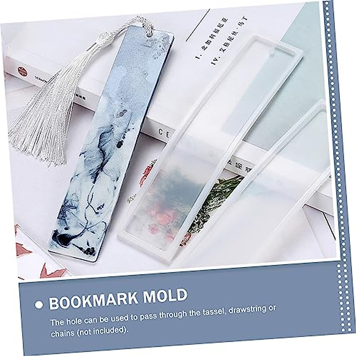 VILLCASE 6pcs Bookmark Mold Hand Mold Tray Mold Resin Bookmark DIY Bookmark White Bookmark Making Molds Bookmark Molds Resin Molds Silicone Bookmark Molds for Resin Casting UV Epoxy Resin