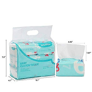 Winner Baby Dry Wipe, 100% Cotton, 600 Count Unscented Cotton Tissues for Baby’s Sensitive Skin