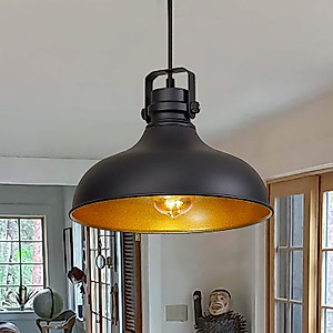 ALAISLYC Black Farmhouse Pendant Lights Matte Pendant Lighting for Kitchen Island Industrial Adjustable Height Vintage Dome Hanging Light Fixtures for Barn, Dining Room 3 Packs