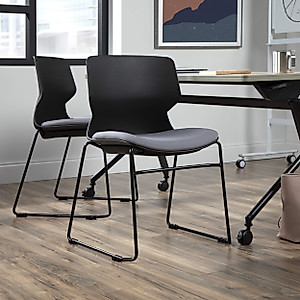 HON Basyx Contempo Guest Chair, Sled Base, 2 Pack, Black/Charcoal