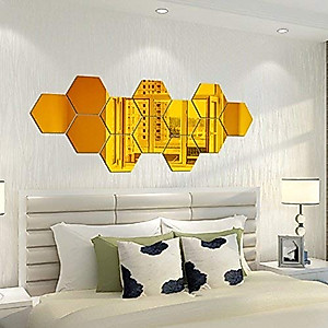 Manco Luella Mirror Wall Stickers, 12PCS Hexagon Mirror 20x18cm Art DIY Home Decorative Hexagonal Acrylic Sheet Plastic Tiles Living Room Bedroom Sofa TV Background Wall Decal Decoration