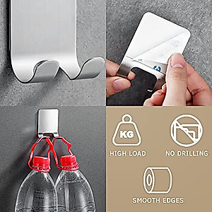 BYFU 8 Pack Adhesive Razor Hooks Shaver Hook Hanger, Heavy Duty Stainless Steel Wall Holders for Bathroom Kitchen Closet Organizer