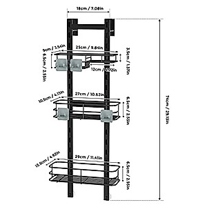ODesign Over Door Shower Caddy Shelf with 4 Hooks Rustproof Bathroom Kitchen Storage Basket with Suctions for Large Shampoo Conditioner - 3 Tiers