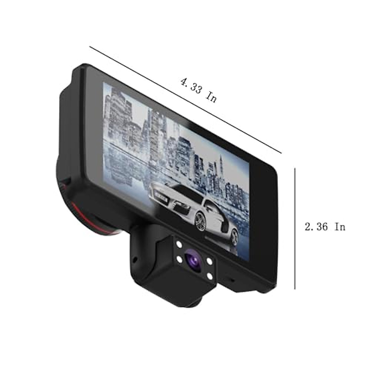 Dual HD Cameras for Car - Capture Front and Interior Views, High Definition Dual-Camera Dash Cam - Record Inside and Outside Your Car, Car Dash Cam with Dual Cameras, HD Recording, Front and Interior
