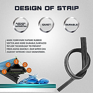 AUTOBOO 26"+ 16" Windshield Wiper Blades Premium All-Seasons OEM Quality Wipers with Durable Stable and Quiet, Pack of 2 (pair for front windshield)