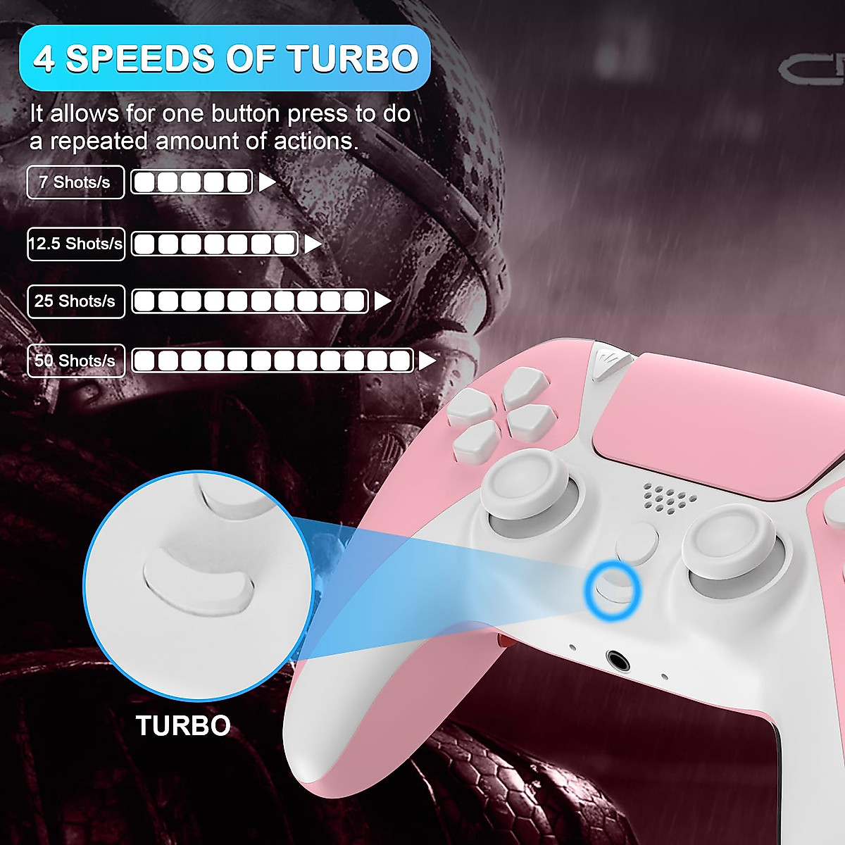OUBANG for PS4 Controller, Pink Game Remote for Elite PS4 Controller with Turbo, Steam Gamepad Work with Playstation 4 Controller with Back Paddles, Scuf Controllers for PS4/Pro/Silm/PC/IOS/Android