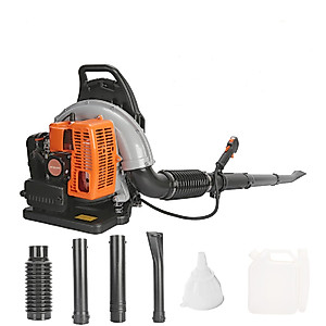 BESUFY Leaf Blower, Backpack Leaf Blower Gas Powered 2-Stroke Engine 665 CFM 63 Cubic Centimeter Snow Blower Handheld Leaf Blower for Lawn Care, Patio Orange,Ship from USA Fast Arrival