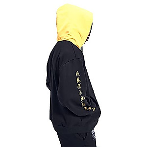 MFCT Japanese Streetwear Embroidered Fleece Hoodies for Men (Large, Black1)