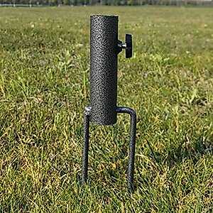 Denpetec Adjustable Portable Umbrella Base, 35cm Length Heavy Duty Ground Insert Steel Coating Umbrella Stand Base for 28-32mm Pole Umbrella Outdoor Park Patio Beach Ground