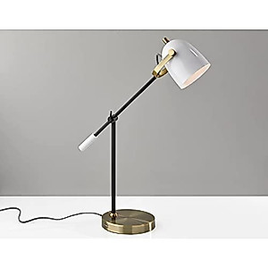 Adesso 3494-21 Casey Desk Lamp, 18.5-28.5 in, 40W, Black, White & Antique Brass, 1 Table Lighting