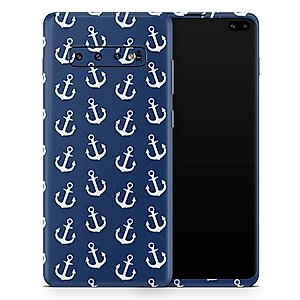 DesignSkinz Navy and White Micro Anchors Protective Vinyl Decal Wrap Skin Cover Compatible with The Samsung Galaxy S20 (Screen Trim & Back Glass Skin)