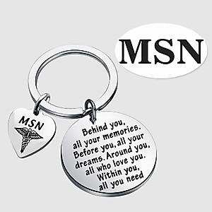 FEELMEM MSN Keychain MSN Graduation Gifts Behind You All Your Memories Before You All Your Dreams Keychain MSN Master of Science in Nursing Graduation Jewelry Gifts (MSN)