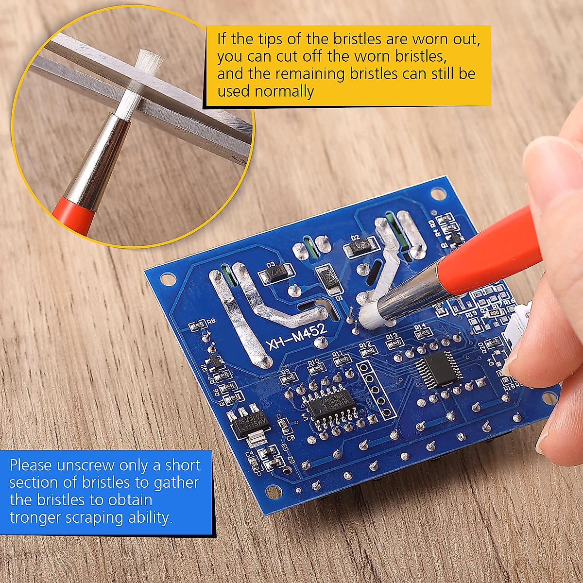 8 Pieces Scratch Brush Pen Set, Pen Style Prep Sanding Brush With Steel, Brass, Fiberglass, Nylon Replacement Tips for Jewelry, Watch, Coin Cleaning, Electronic Applications, Auto Body Work