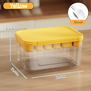 YiChenPlus Ice Tray & Popsicle Mold, 2-in-1 Silicone Ice Tray with Container, 22 Ice Trays + 8 Popsicles, For Whiskey Cocktail Ice Cream Making, 3 Colors to Choose From (Yellow)