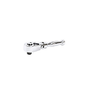 ARES 42044 - Flex Head Stubby Ratchet - 3/8-Inch Drive 72-Tooth Ratchet - Premium Chrome Vanadium Steel Construction & Mirror Polish Finish - Quick Release Reversible Direction Head Design