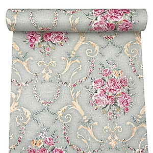 SimpleLife4U Retro Rose Furniture Paper Light Green Self-Adhesive Shelf Liner School Locker Sticker 17.7 Inch by 9.8 Feet