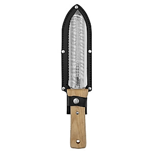 Zenport Soil Knife K248 ZenBori with Wood Handle, Sheath and Depth Measurement, Silver