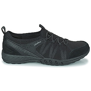 Skechers Women's Relaxed Fit, Breathe-Easy Rugged Sneaker, Black, 9 M US