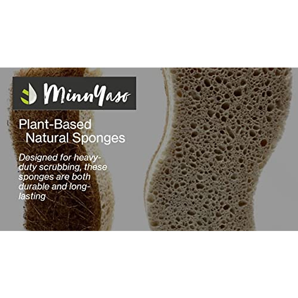MinnYaso 12 Pack S-Shape Natural Sponges, Hemp Sisal Plant Based Scrubber Scouring Sponge, Eco-Friendly Odor Free Biodegradable Compostable Wood Pulp Sustainable Scrub Pads for Kitchen Dishes Bathroom