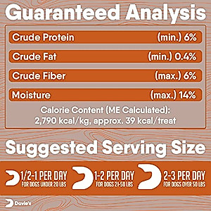 Davie's Sweet Potato Dog Treats, Made in The USA, High in Fiber, Grain Free, Vegan, No Preservatives, Vegetarian Alternative to Rawhide Chews, Rich in Vitamins, Large 1 lb. Bag