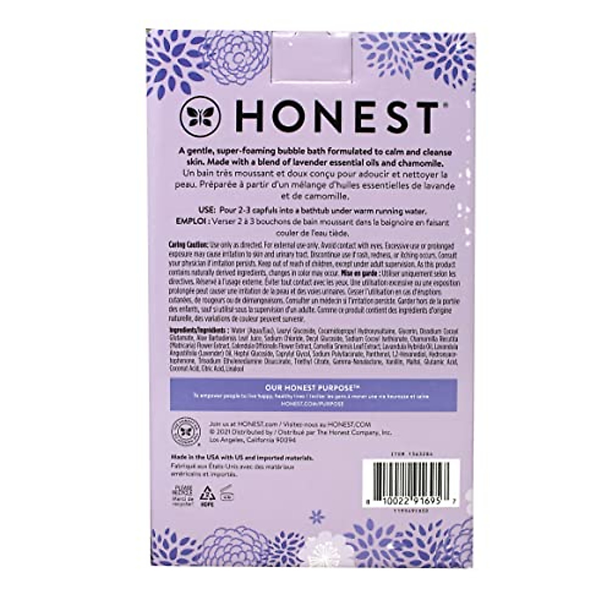 HONEST The Honest Company Bubble Bath, Truly Calming Lavender, 17 Fluid Ounce (2 Pack)