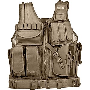 Barska Loaded Gear VX-200 Tactical Vest – Adjustable MOLLE Vest with Rifle & Pistol Mag Pouches, Holster, Utility Pouch, and Emergency Drag Handle