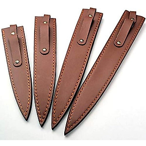 Aibote Leather Scabbard Fish Filet Sashimi Knife Sheath With Belt Loop Case Hunting Holster Chef Knives Holder Sheaths Bag Pocket for Double Edge Knives Fruit Knives(8inch)