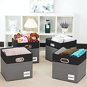 GhvyenntteS Storage Cubes 8 Pack, 11 Inch Cube Storage Bins with Label Cards, Fabric Storage Bins with Dual Metal Handles, Foldable Cube Storage Organizer Bins for Closet, Home, Nursery, Office